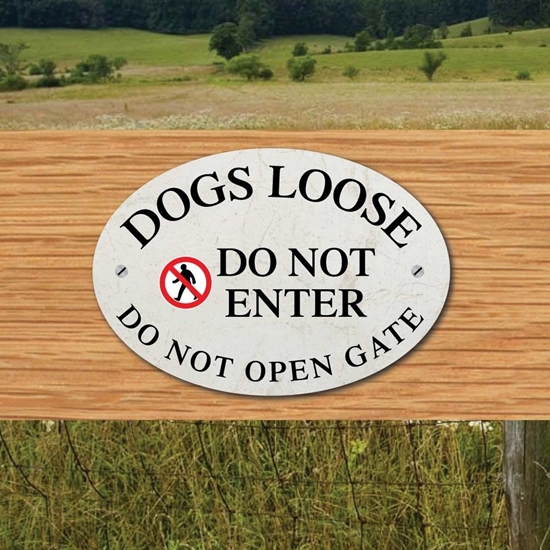 JAF Graphics. DOGS LOOSE Sign, NO ENTRY Pet Gate Sign