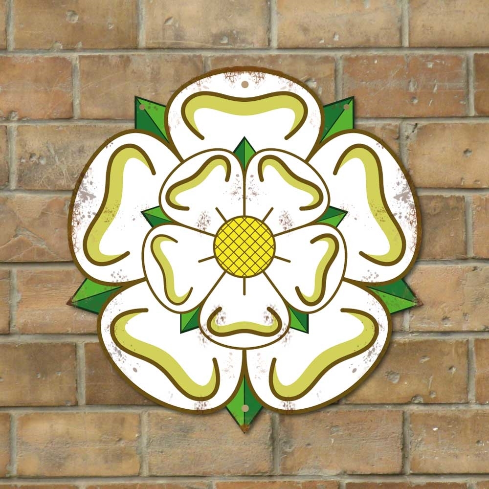JAF Graphics. White Yorkshire Rose Shaped Sign