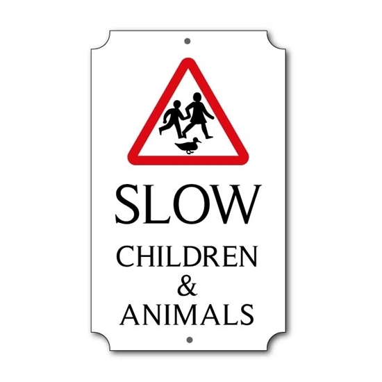 JAF Graphics. Personalised Slow Children & Animals Sign, Classic Design