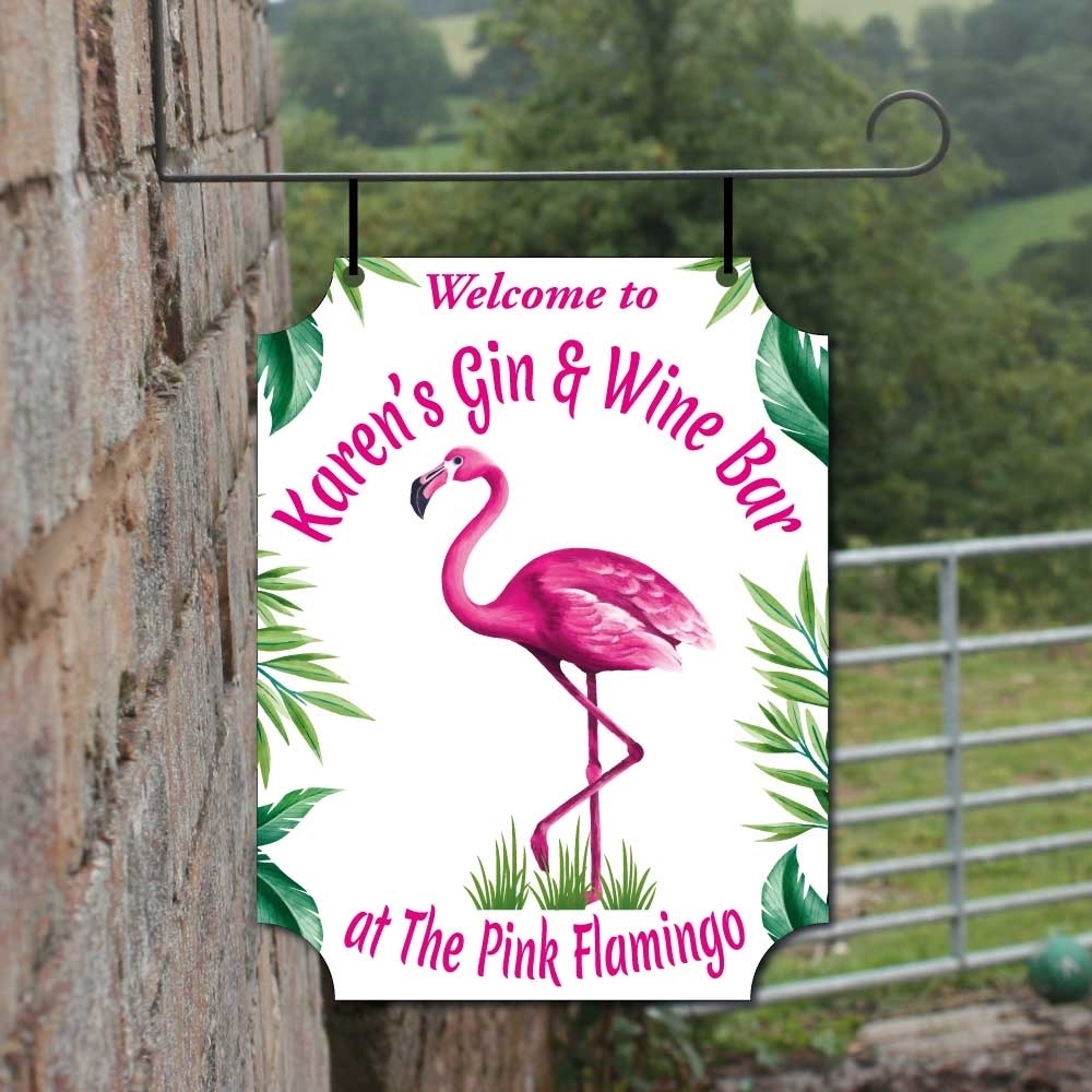 JAF Graphics. Pink Flamingo Hanging Sign