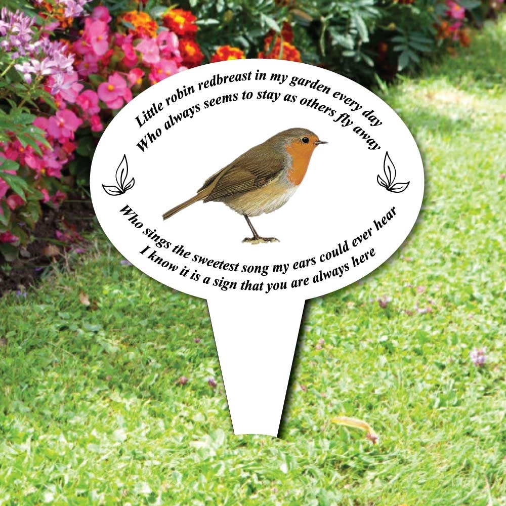 JAF Graphics. Memorial oval grave sign, Little Robin Garden Plaque, In ...
