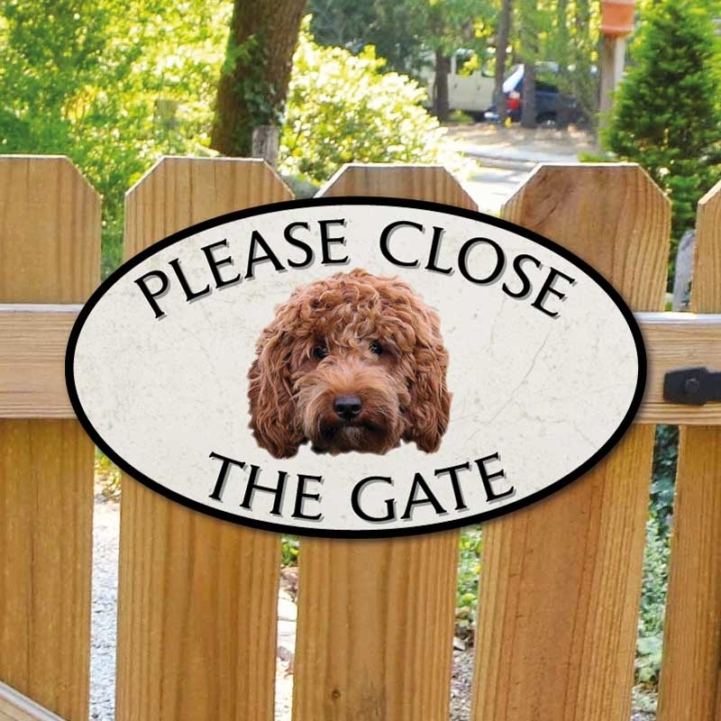 JAF Graphics. Please Close The Gate Red Cockapoo Sign