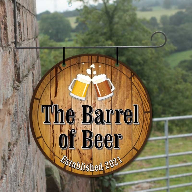 JAF Graphics. Barrel Top Hanging Sign