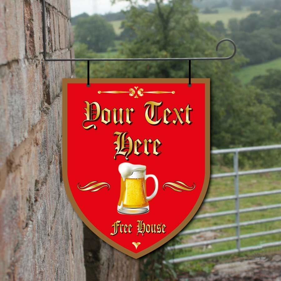 JAF Graphics. Shield Shaped Personalised Home Bar Hanging Sign