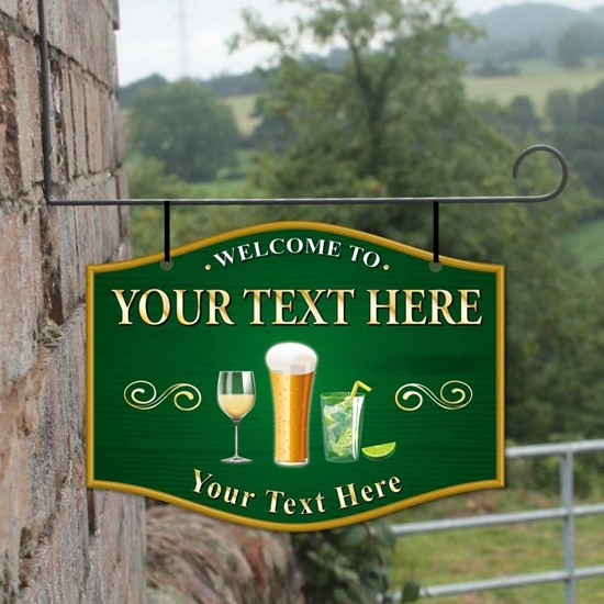 JAF Graphics. Personalised Home Gin Bar Hanging Pub Sign