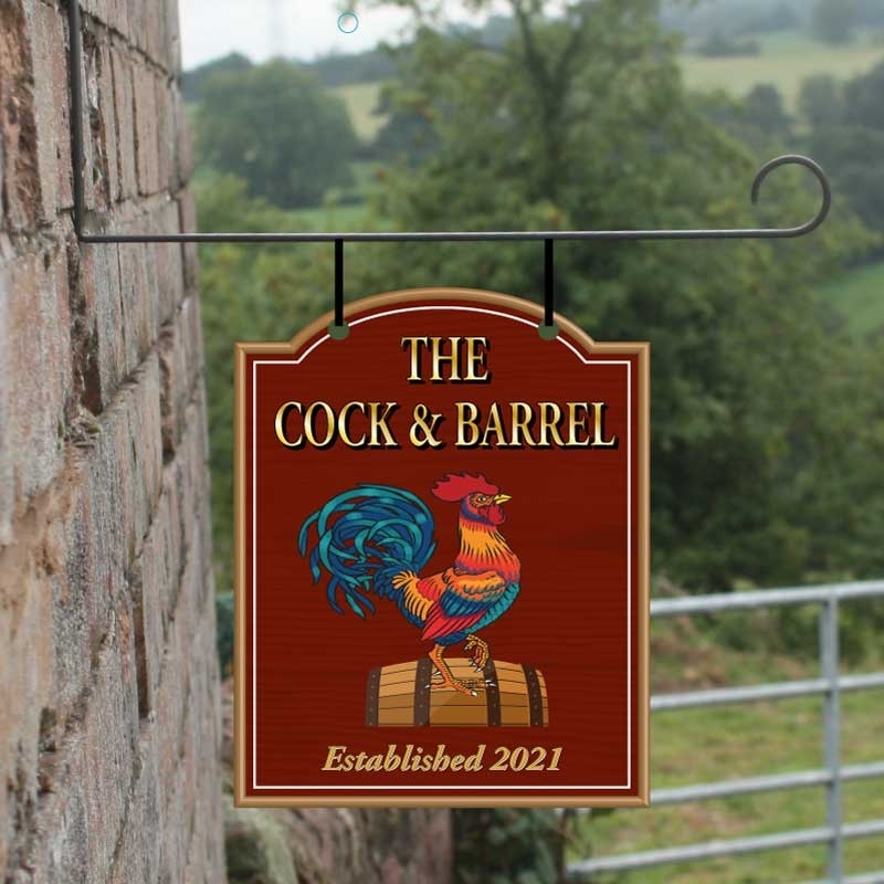 JAF Graphics. The Cock Inn Personalised Hanging Bar Sign