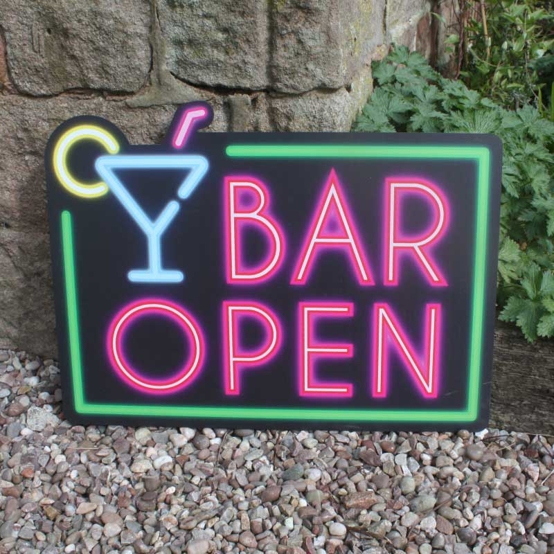 JAF Graphics. Bar Open Sign - Neon Effect
