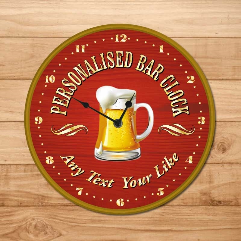 JAF Graphics. Personalised Home Bar Clock with pint logo