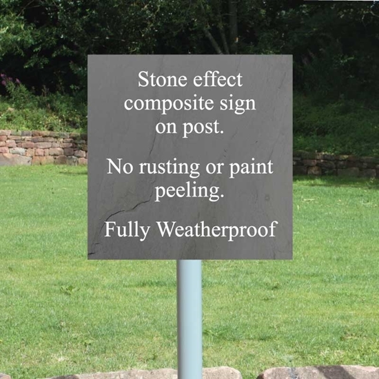 JAF Graphics. Slate Stone Effect Sign on Post