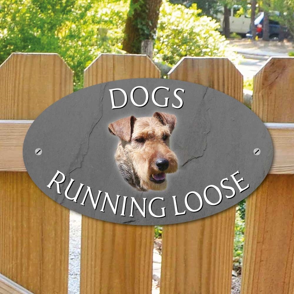 JAF Graphics. Welsh Terrier Dogs Running Loose Sign