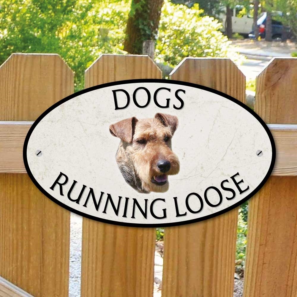 JAF Graphics. Welsh Terrier Dogs Running Loose Sign