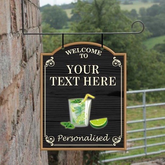 JAF Graphics. Personalised Gin Bar Hanging Outdoor Bar Sign