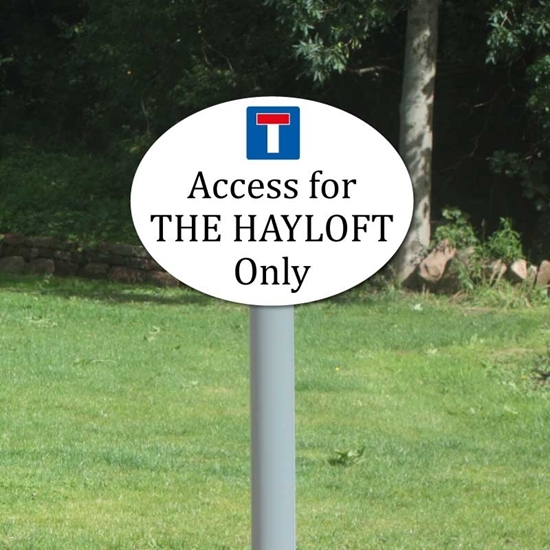 JAF Graphics. Personalised Oval Sign On Post