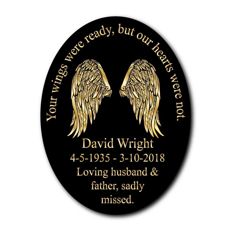 JAF Graphics. Outdoor Grave Marker Angel Wings Memorial Plaque