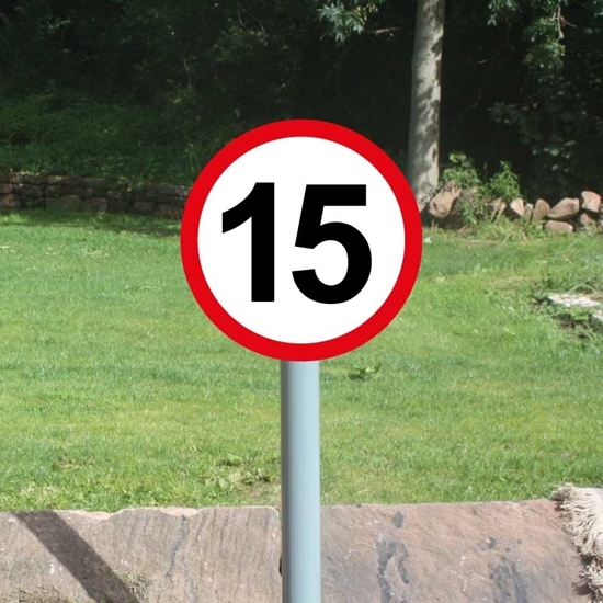 JAF Graphics. Round Speed Road Sign on Post