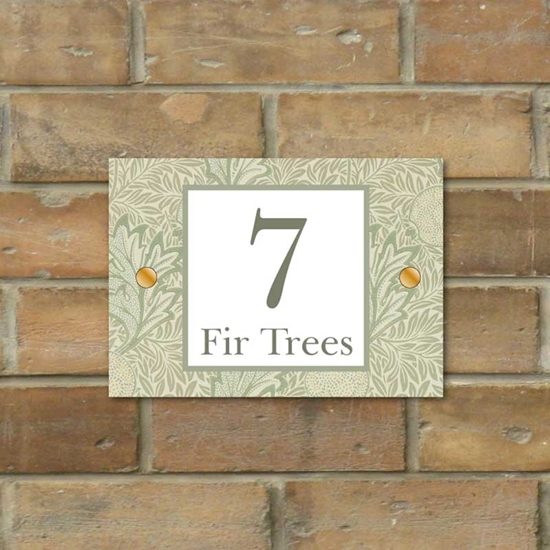 JAF Graphics. William Morris Modern House Sign - Apple Bay Leaf