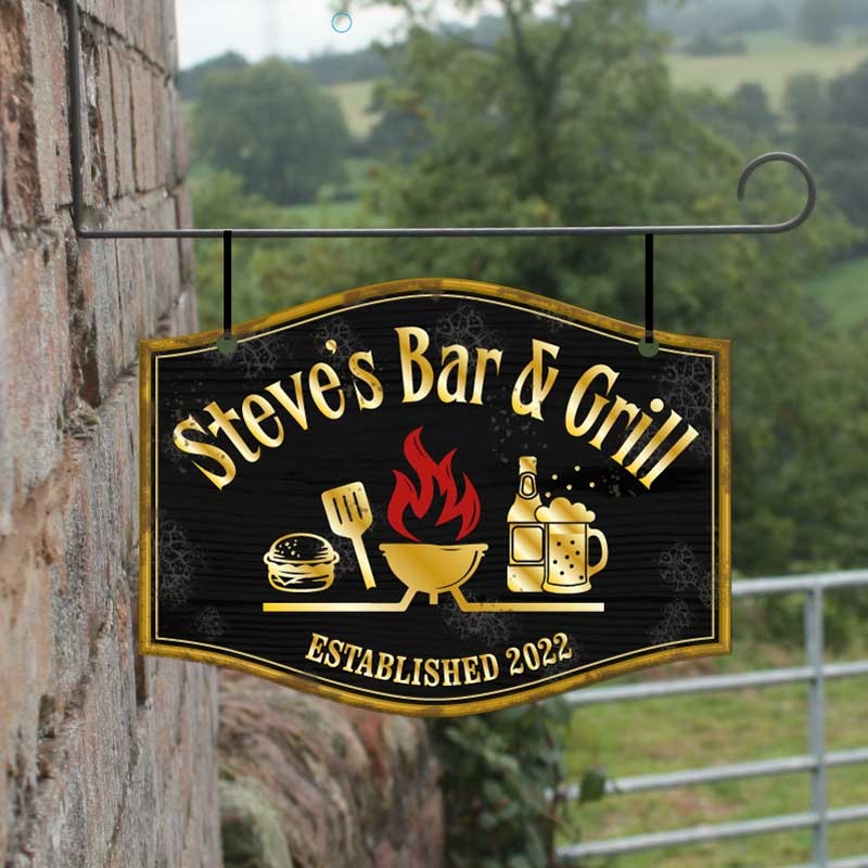 JAF Graphics. Personalised Hanging BBQ Outdoor Bar Sign