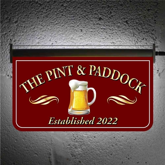 JAF Graphics. Personalised Light-up Illuminated Bar sign with pint logo