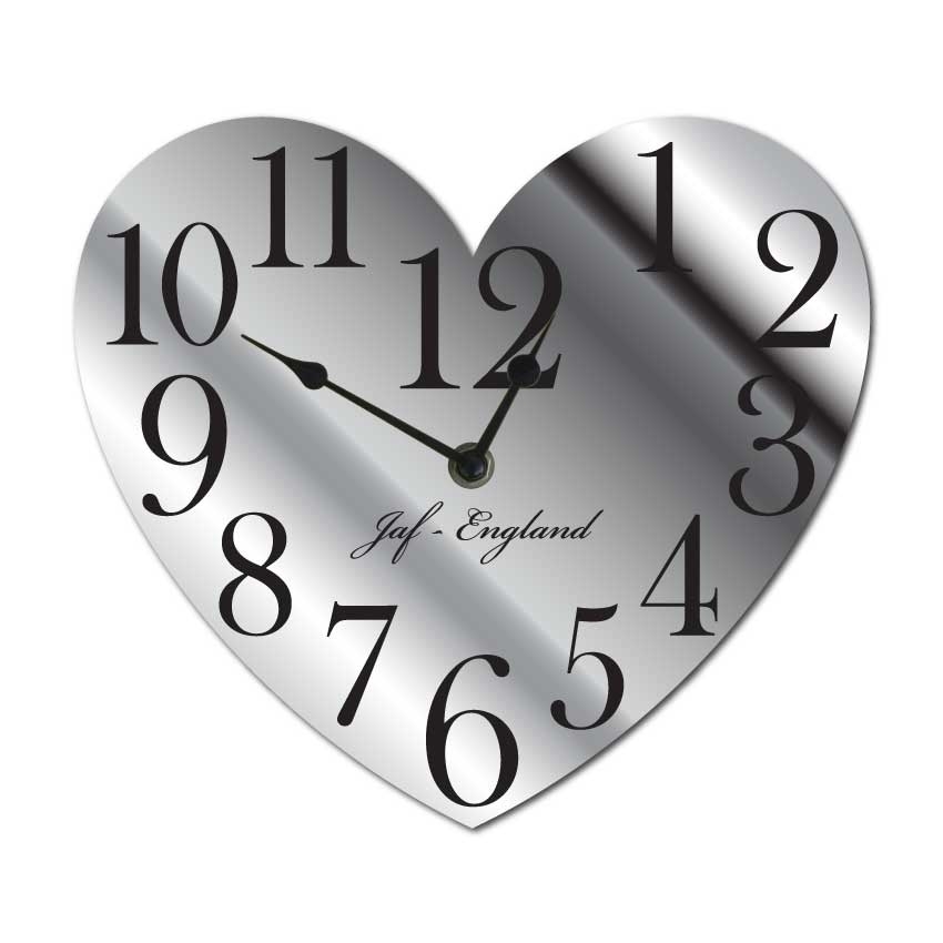 JAF Graphics. Vintage Mirror Heart Shaped Wall Clock