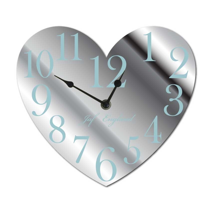 JAF Graphics. Vintage Mirror Heart Shaped Wall Clock