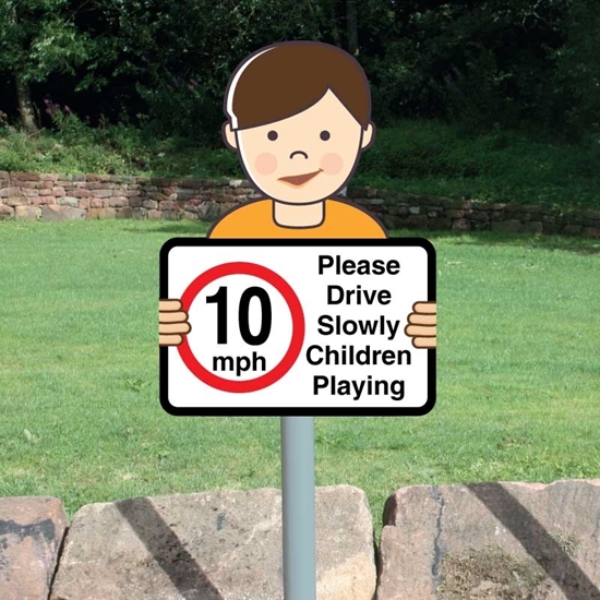 JAF Graphics. Personalised Child Speed Safety Sign On Post