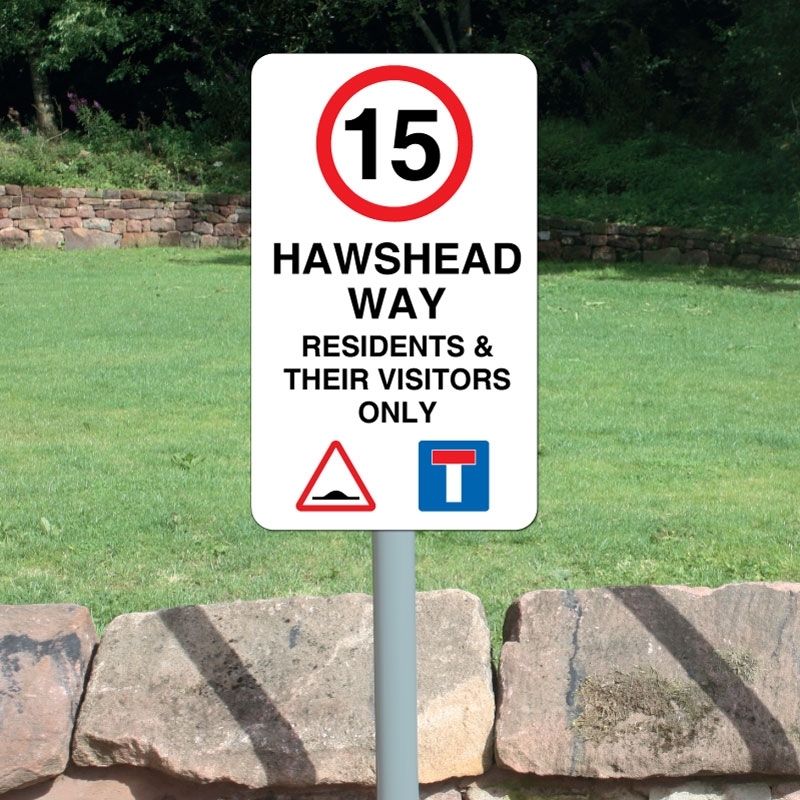 JAF Graphics. Driveway Speed Sign on Post