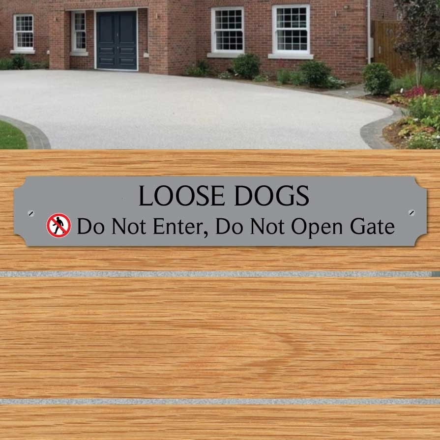 JAF Graphics. Loose Dogs No Entry Gate Sign