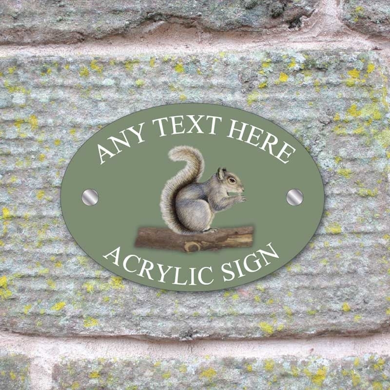 JAF Graphics. Personalised Grey Squirrel House Sign