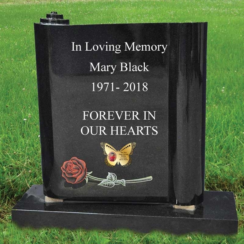 JAF Graphics. Butterfly Outdoor Photo Grave Marker Plaque with text