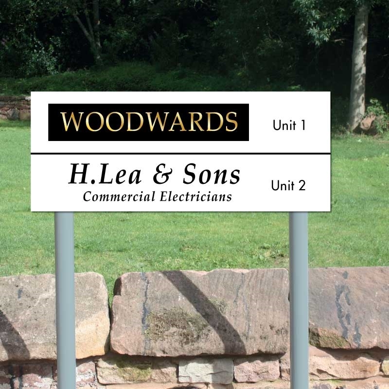 JAF Graphics. Business Company Entrance Sign on Posts