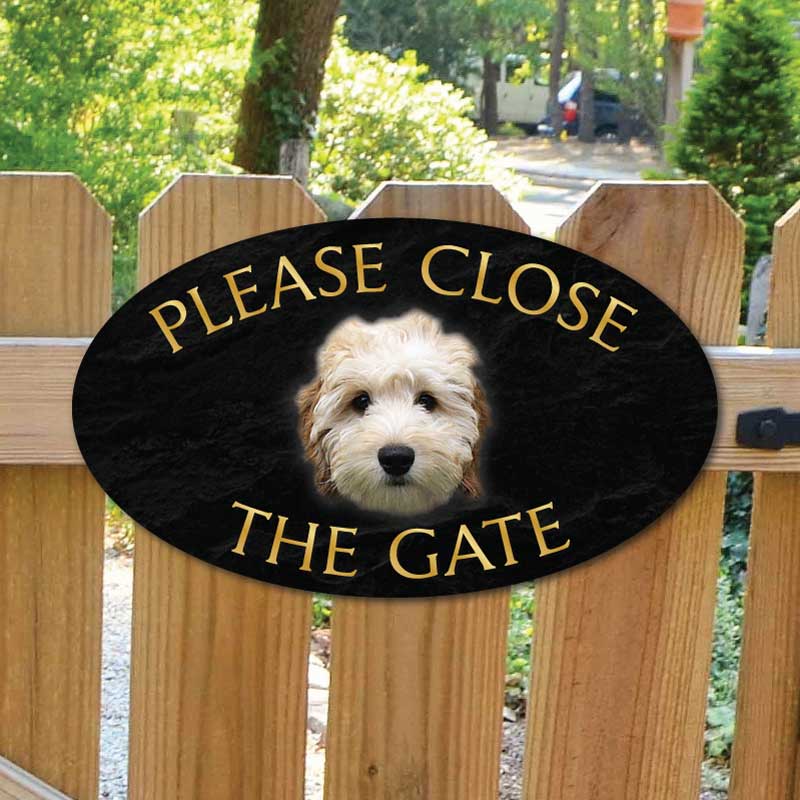 JAF Graphics. Please Close The Gate White Cockapoo Sign