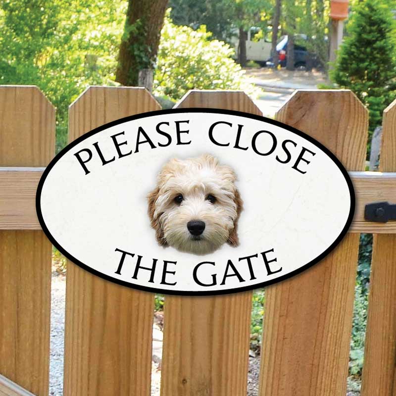 JAF Graphics. Please Close The Gate White Cockapoo Sign