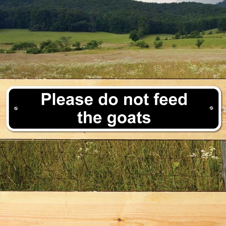 JAF Graphics. Please do not feed the goats sign