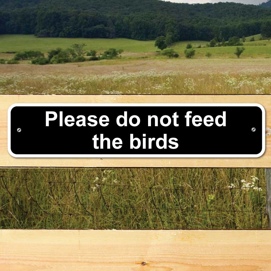 JAF Graphics. Please do not feed the birds sign