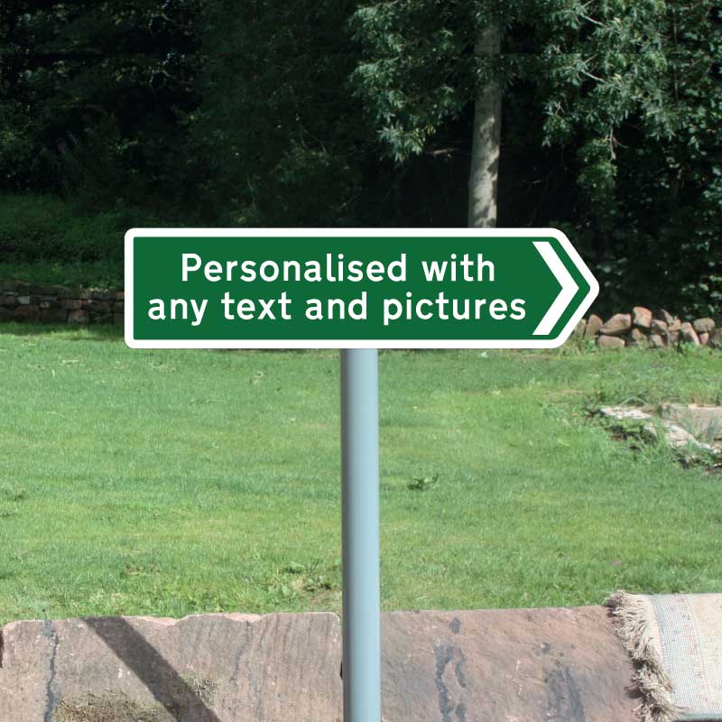 JAF Graphics. Personalised Road Direction Sign on Post