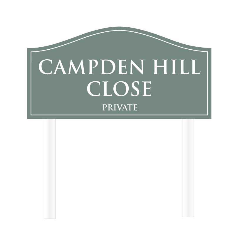 JAF Graphics. Curved Classic Top Entrance Sign on Posts