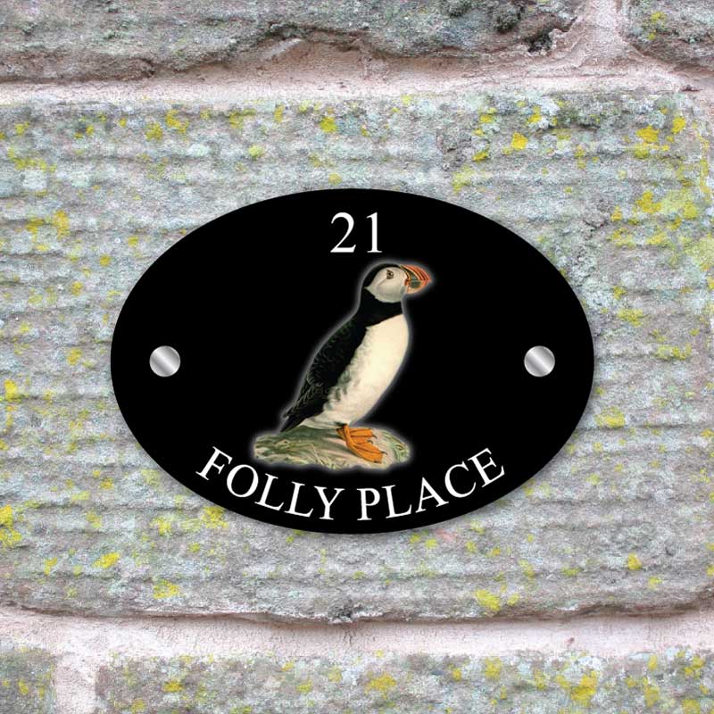JAF Graphics. Puffin Bird House Sign Plaque