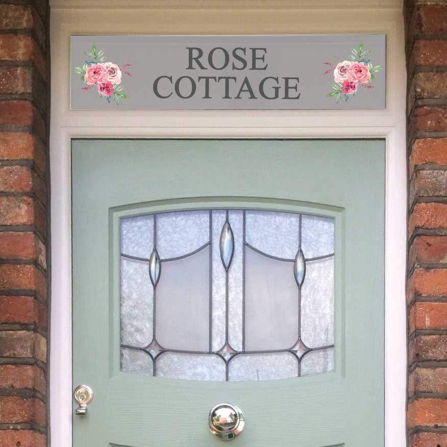 JAF Graphics. Vintage Rose Design Etched Effect Door Window Fanlight