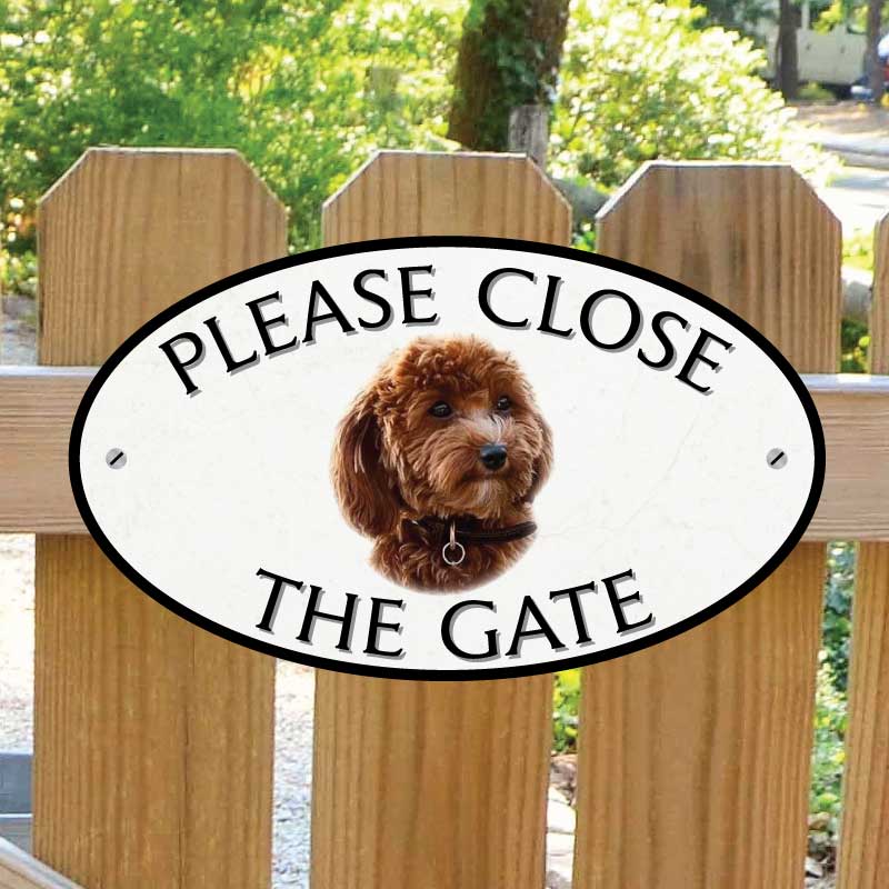 JAF Graphics. Please Close The Gate Cavapoo Sign