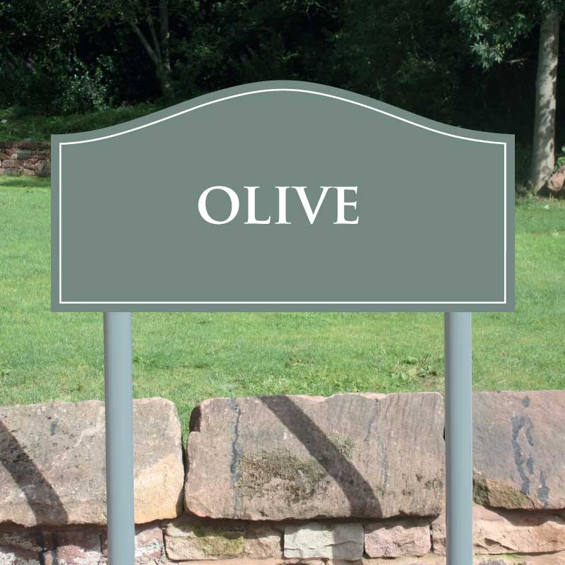 JAF Graphics. Curved Classic Top Entrance Sign on Posts with extra sign