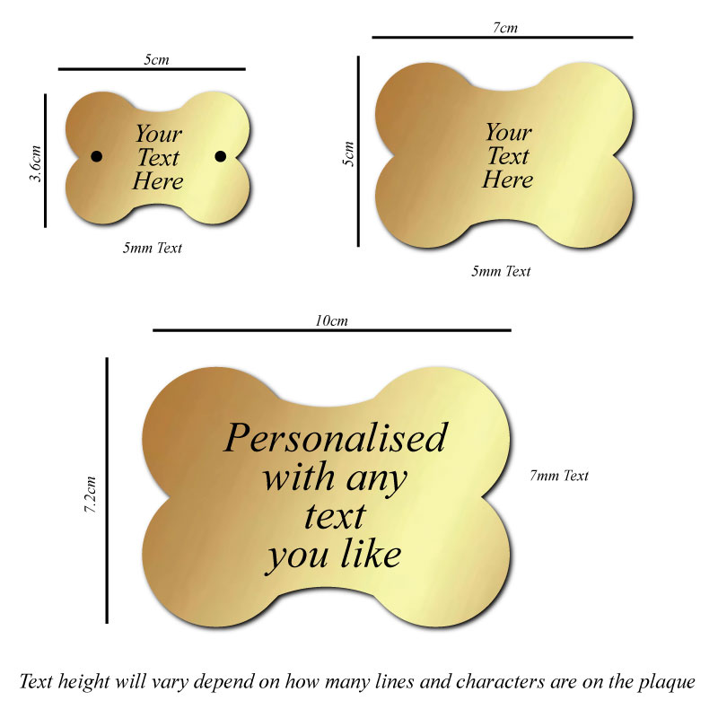 JAF Graphics. Solid Brass Engraved Small Dog Bone Bench Plaque