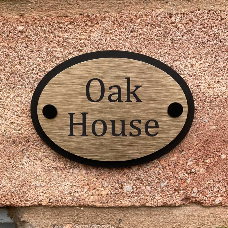 JAF Graphics. Brushed metal composite Oval House Number Plaque