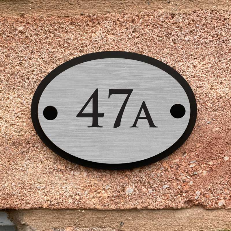 JAF Graphics. Brushed metal composite Oval House Number Plaque