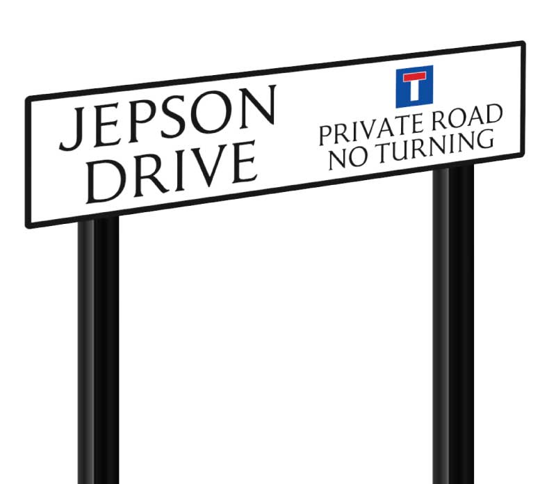JAF Graphics. Custom UK Street Sign on Square Posts