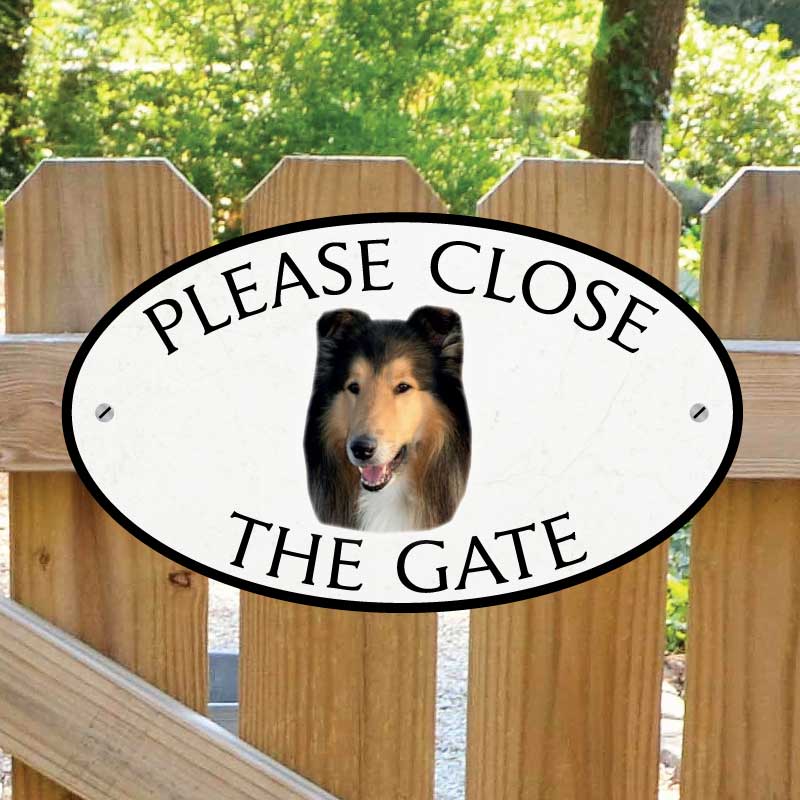 JAF Graphics. Please Close The Gate Tri Colour Collie Sign