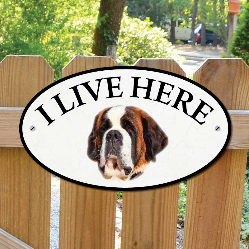JAF Graphics. St. Bernard I Live Here Gate Sign