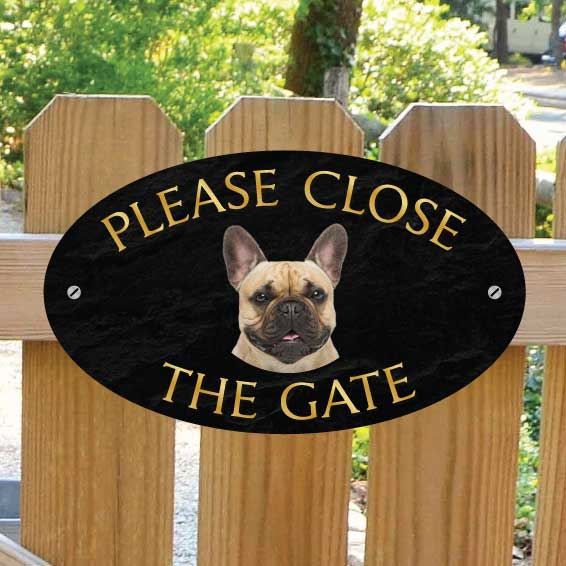 JAF Graphics. Please Close The Gate Fawn French Bulldog Sign