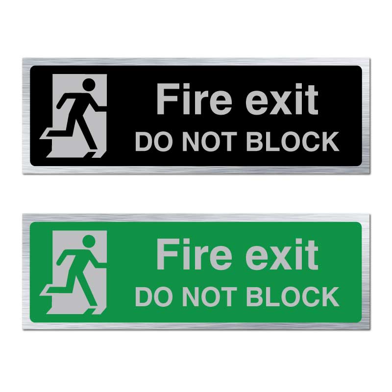 JAF Graphics. Classic Brushed Brass Fire Exit DO NOT BLOCK