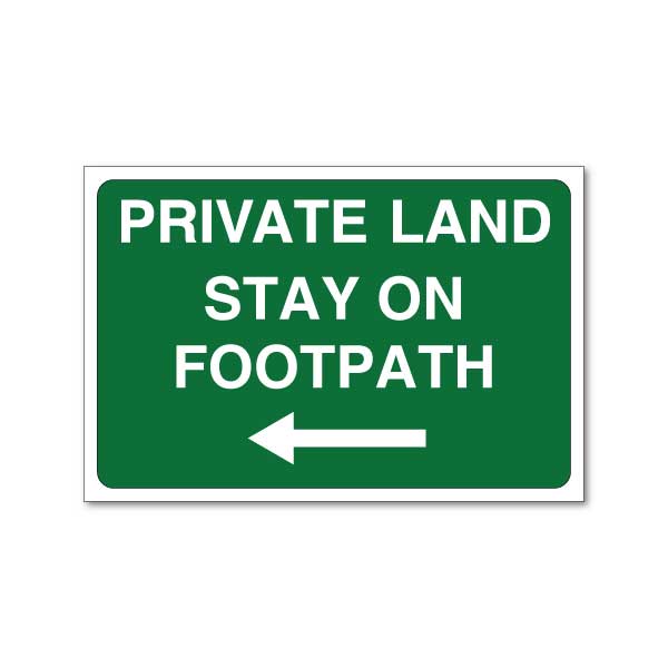 JAF Graphics. Stay on Footpath sign with arrow