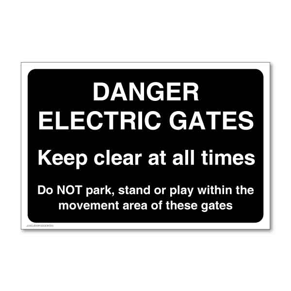 JAF Graphics. Electric Gates Safety Sign